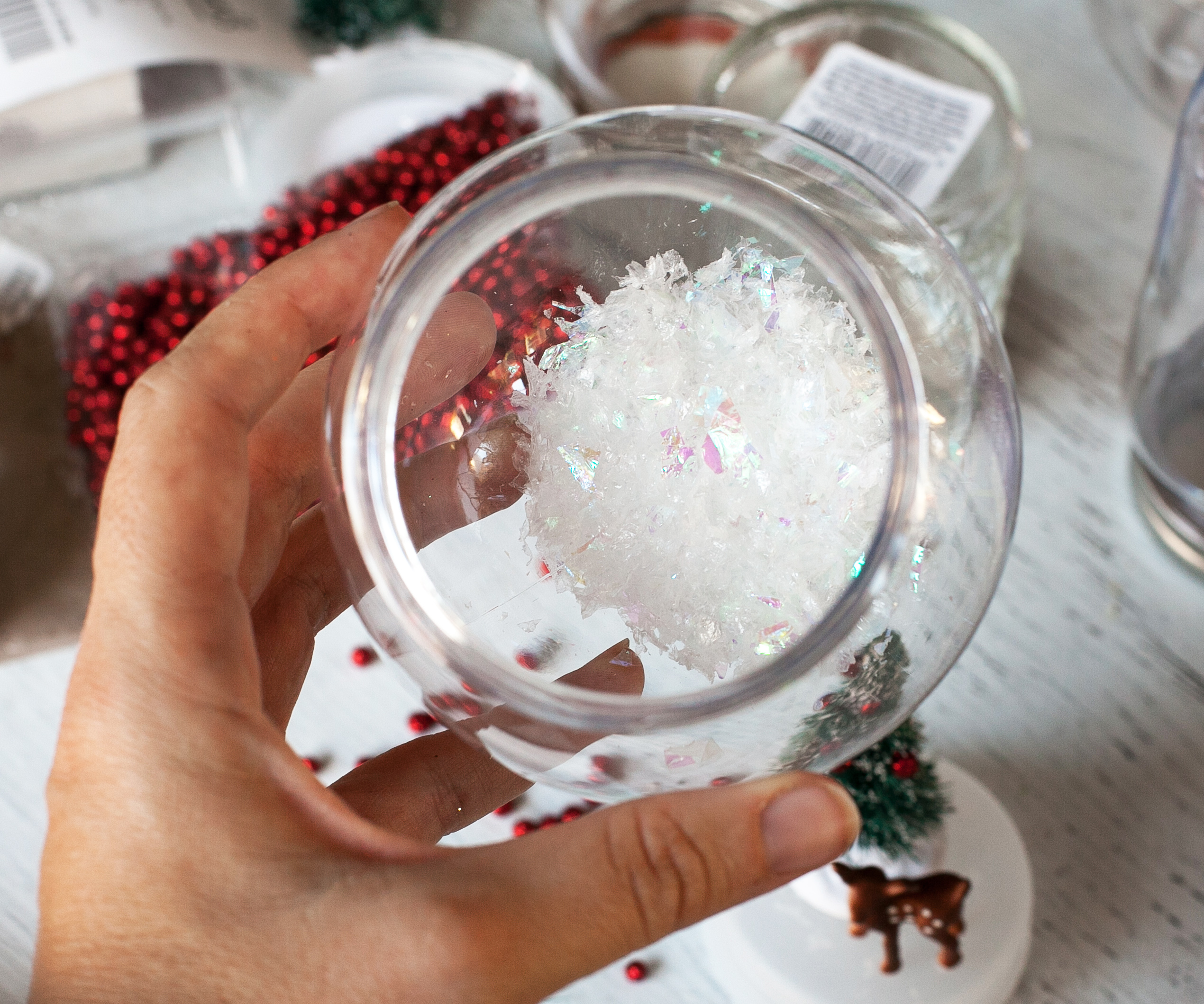 DIY Snow Globe for Christmas with Krazy Glue - Frog Prince Paperie