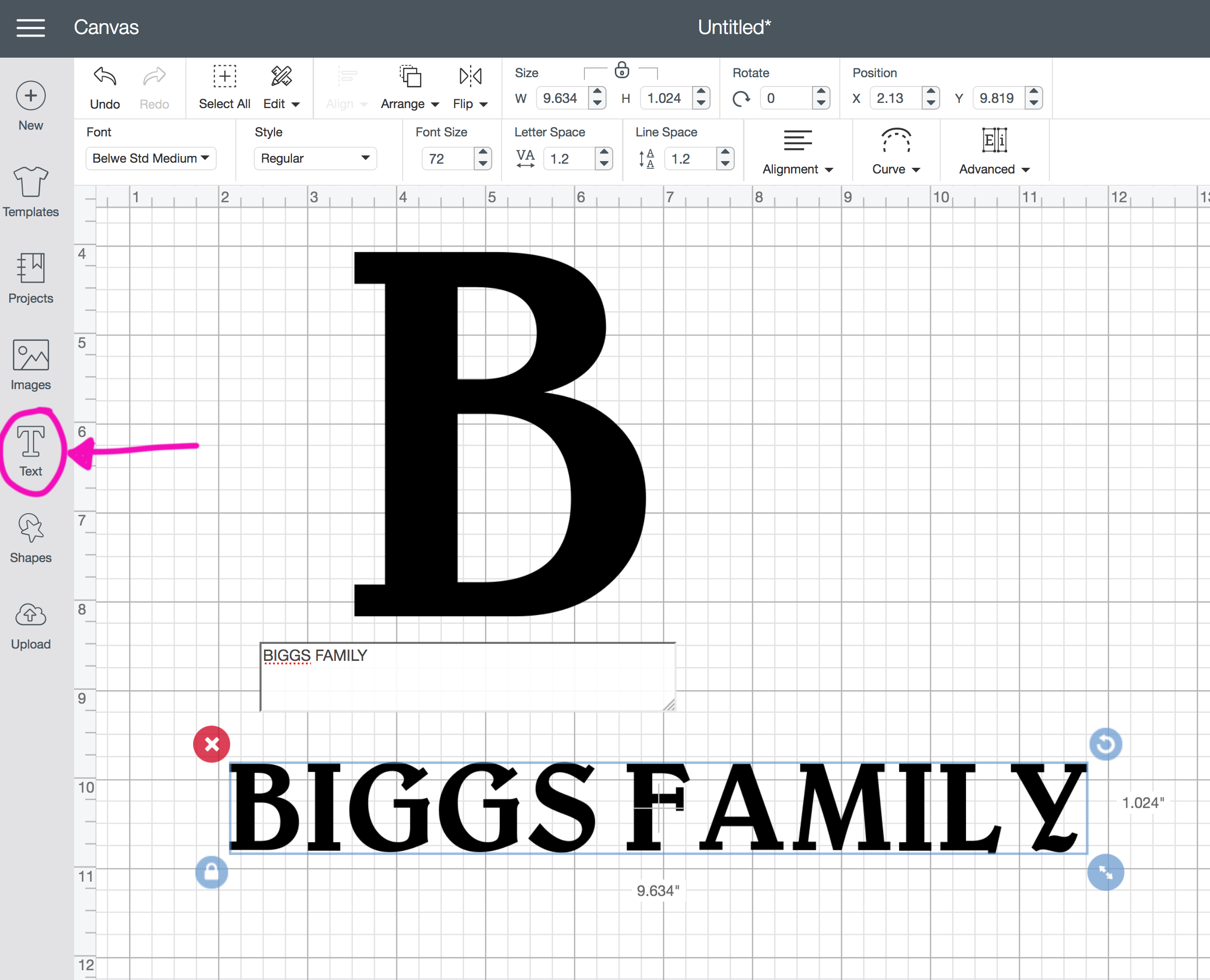 How to Curve Text in Cricut to Make Monogram Signs - Frog Prince Paperie